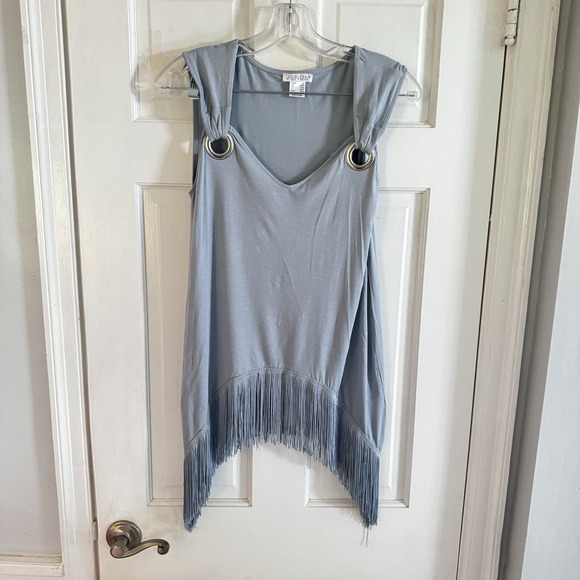 VENUS | Tops | Venus Top Tank Fringe Grommets Blue Summer Sz Xs ...
